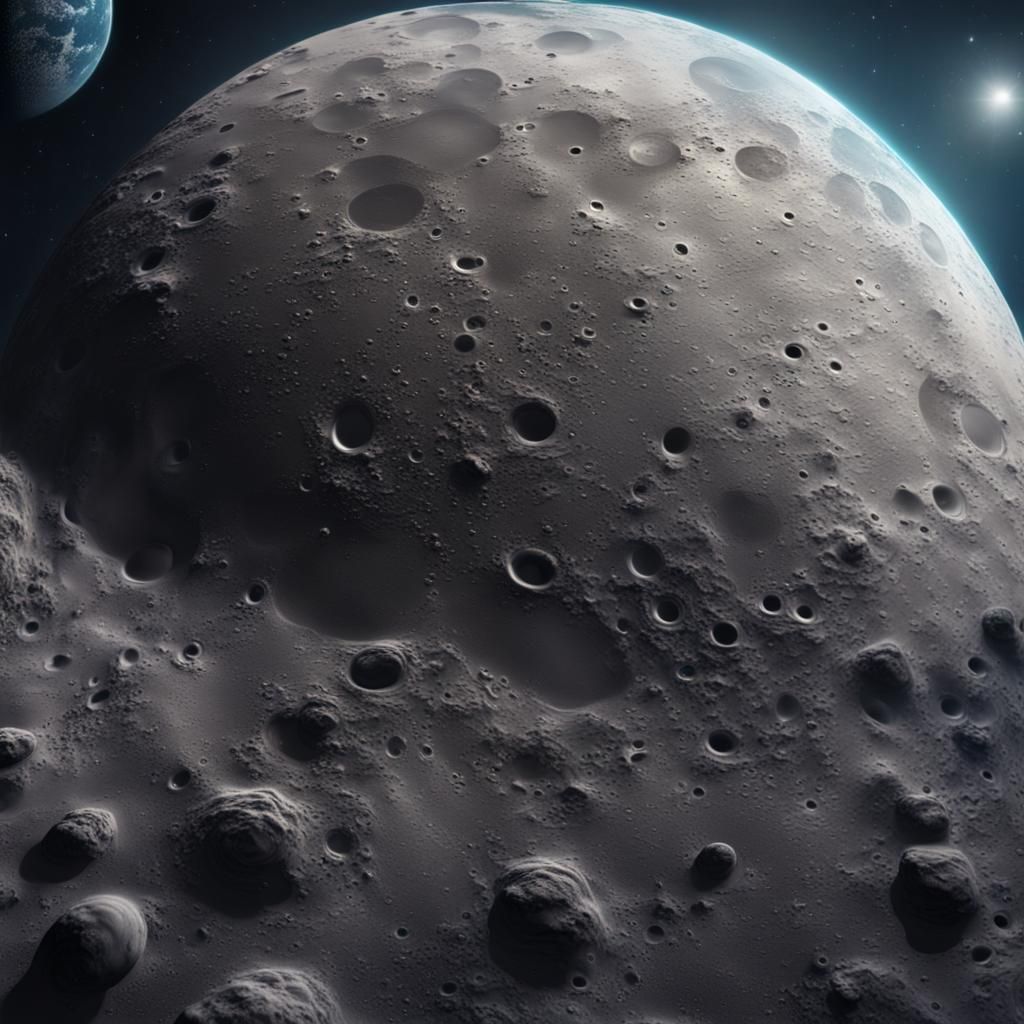 Hyper Realistic Close up of moon surface with galaxies & stars in outer ...