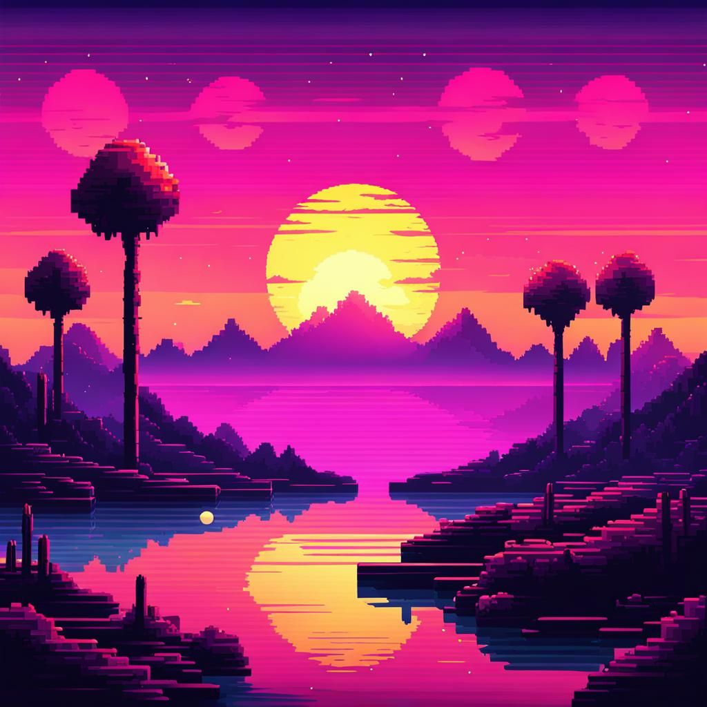 Sunset Pixel Art - AI Generated Artwork - NightCafe Creator