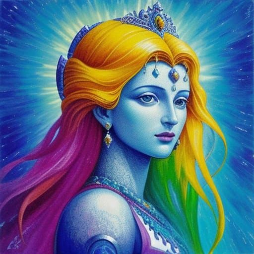 Divine Princess in Tempera Glitch Art - AI Art