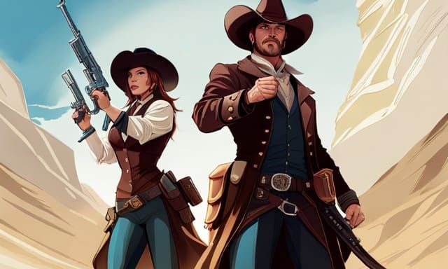 Cowboy Outlaws; view from below; cinematic Wild West, Cowboys, Horses ...