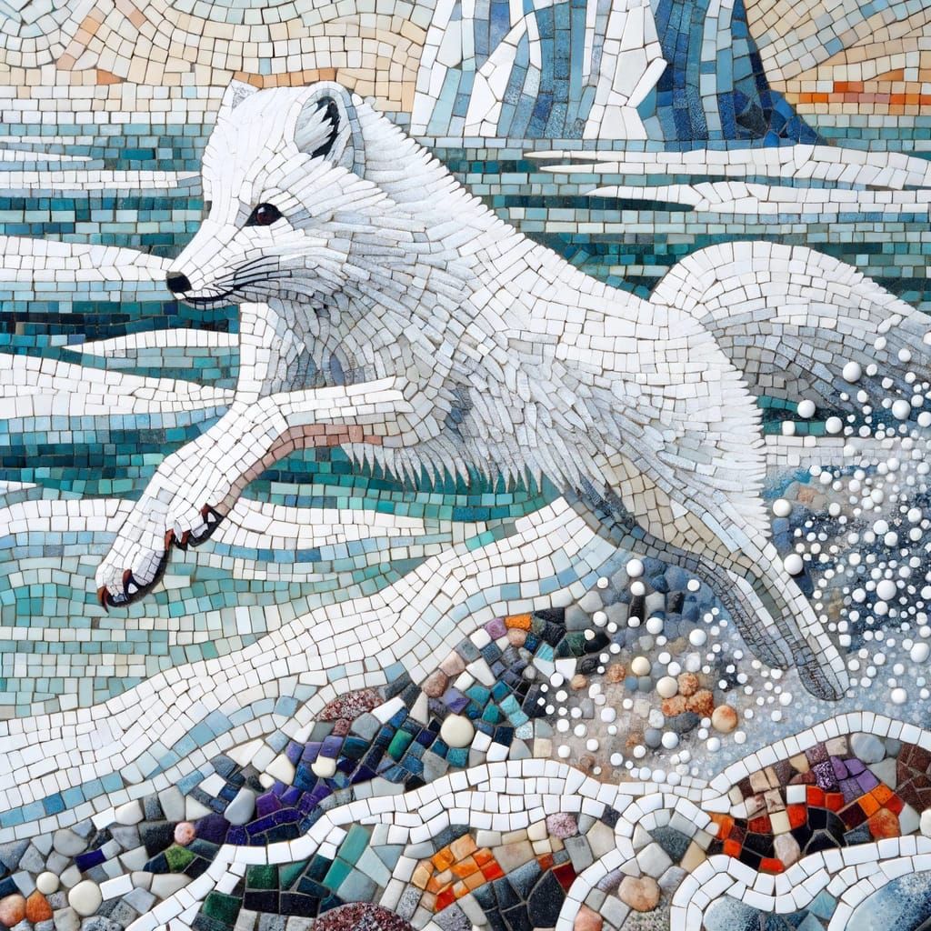 Mosaic Arctic Fox - AI Generated Artwork - NightCafe Creator
