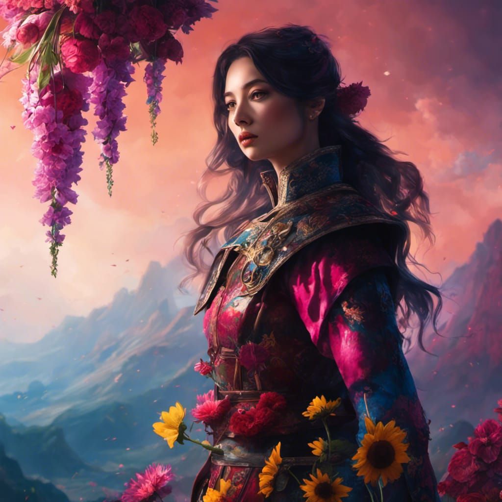 A lady flower samurai - AI Generated Artwork - NightCafe Creator