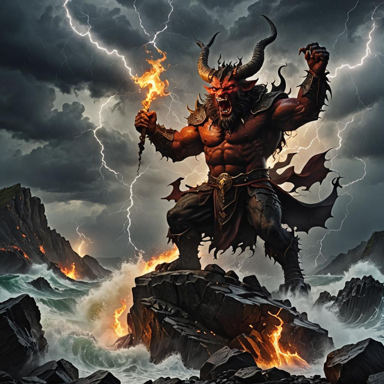 The Devil summoning a storm - AI Generated Artwork - NightCafe Creator