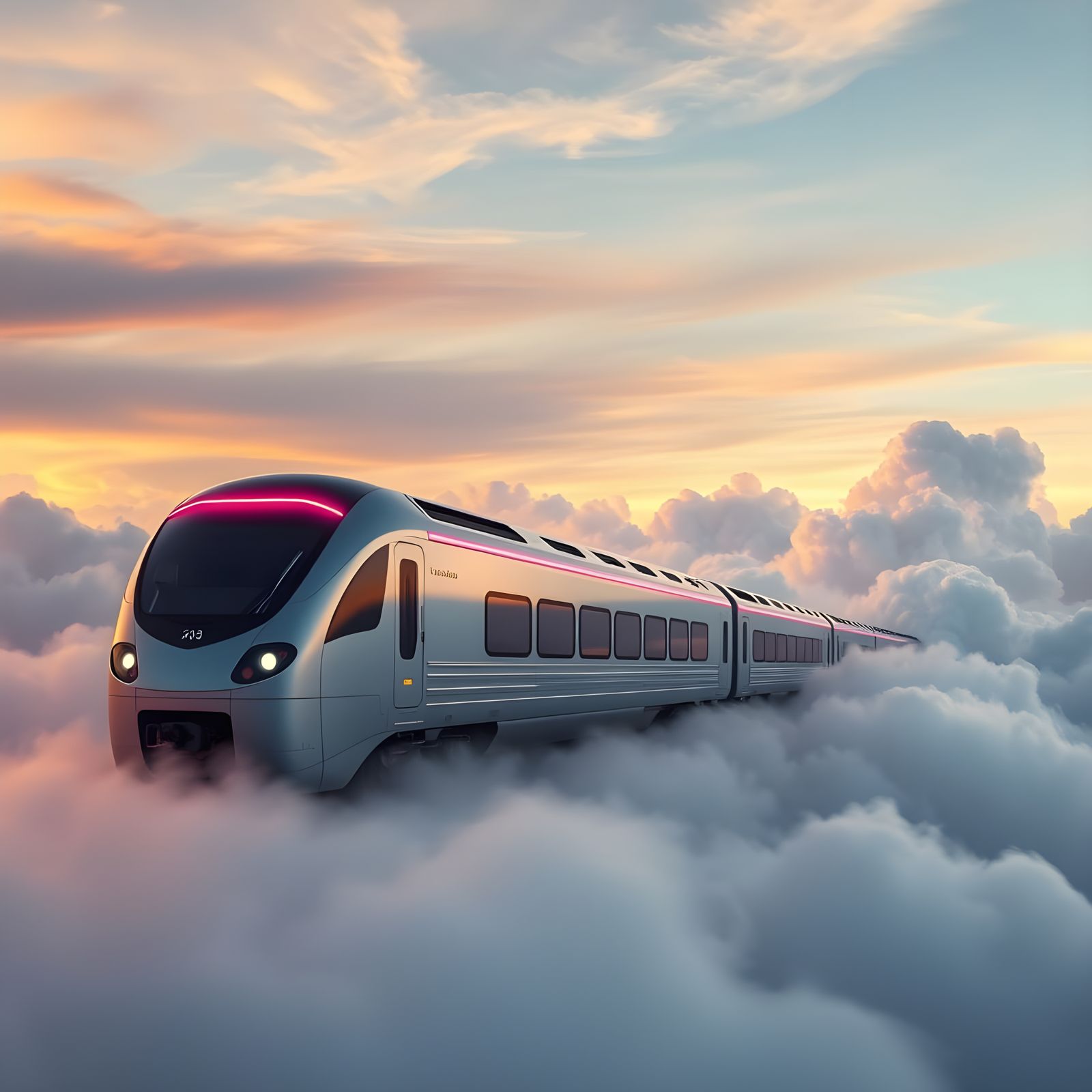 a space train - Cosmic Train Unfolds Through Vibrant Cloudsc...