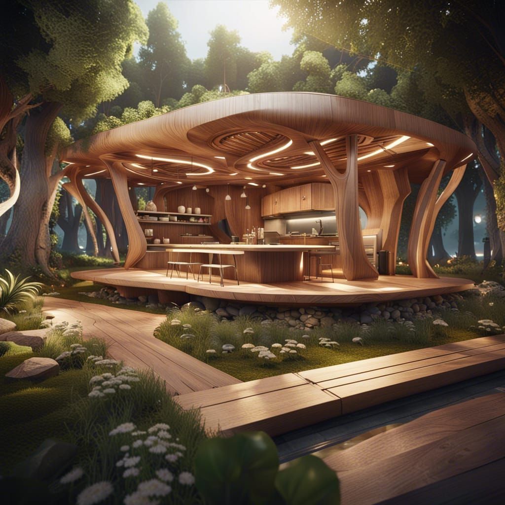Wooden pavilion - AI Generated Artwork - NightCafe Creator