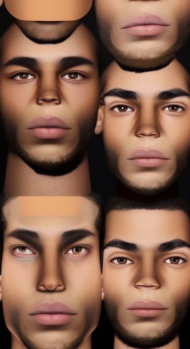 4 skins but one face, beautiful stunning glorious handsome portrait ...