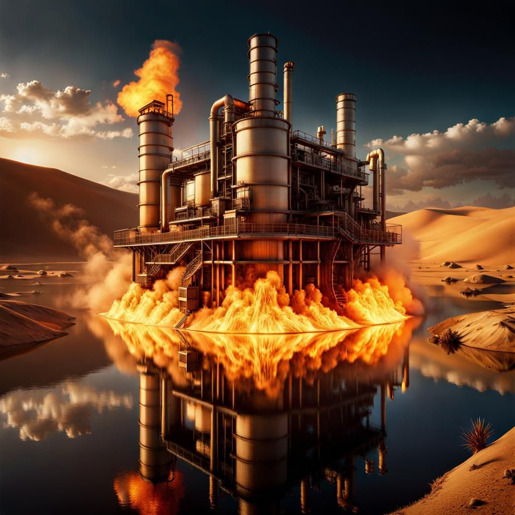 Factory, exploding - AI Generated Artwork - NightCafe Creator