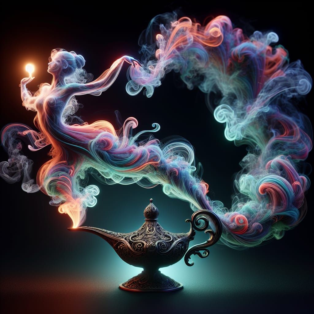 Genie in a lamp - AI Generated Artwork - NightCafe Creator