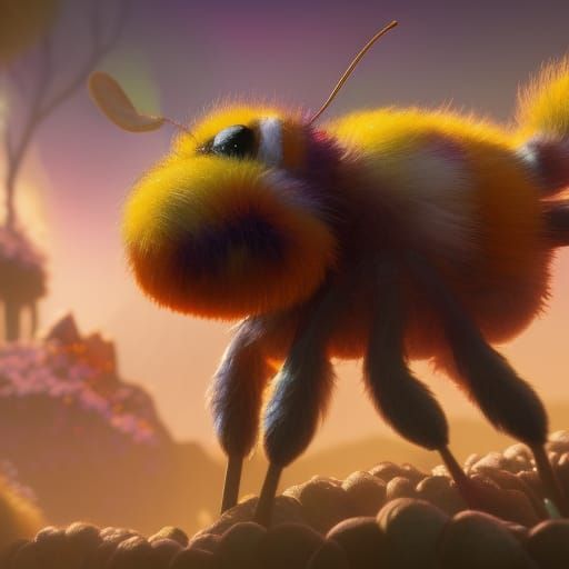Funny cute fuzzy bee - AI Generated Artwork - NightCafe Creator
