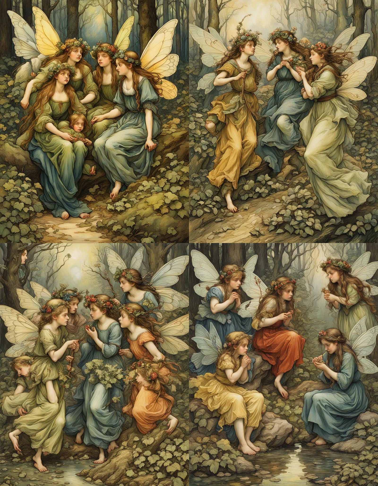 five fat forest fairies, painted by arthur rackham, christina rosetti ...