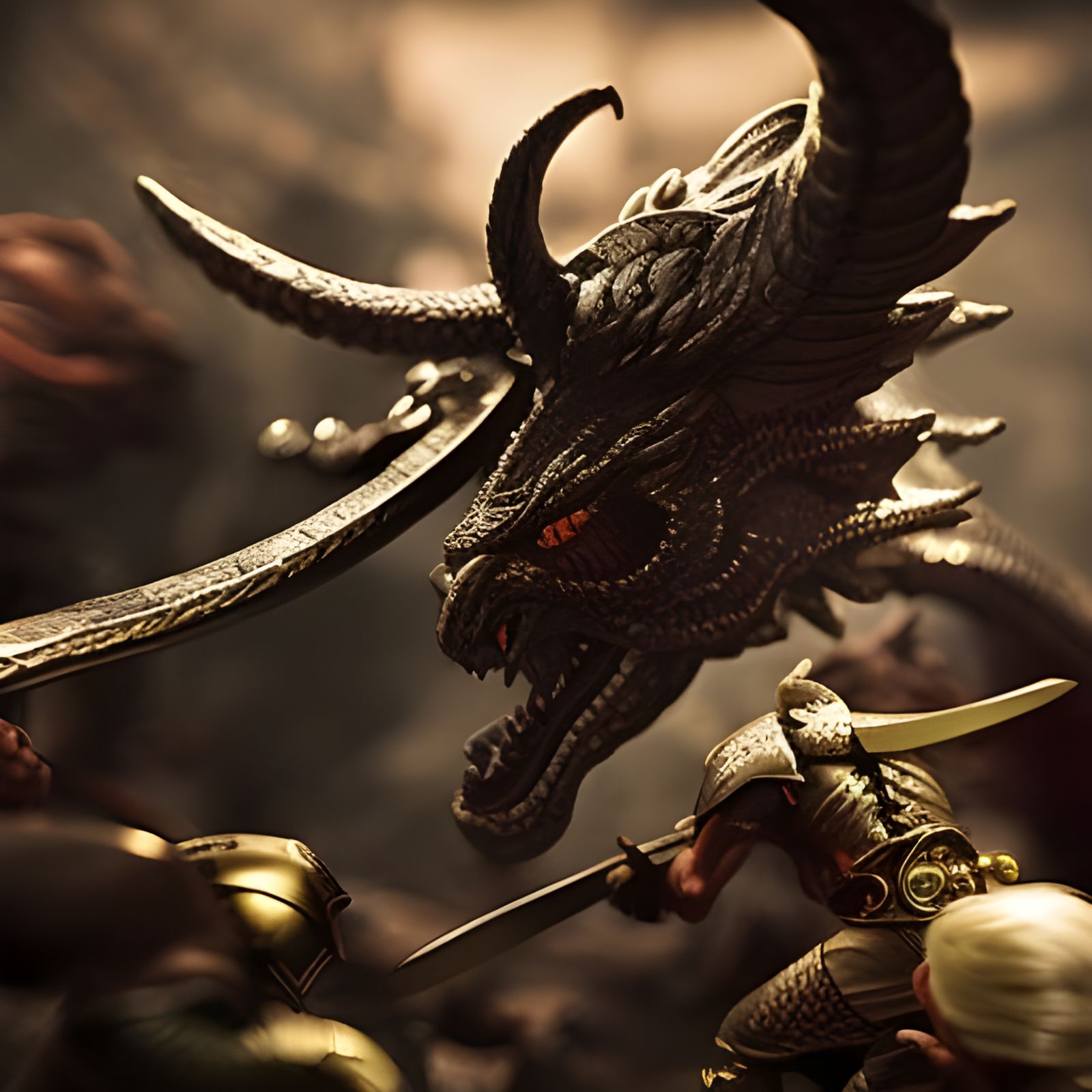 A Battle Scene on Middle-Earth between Warrior Elves fighting an ...