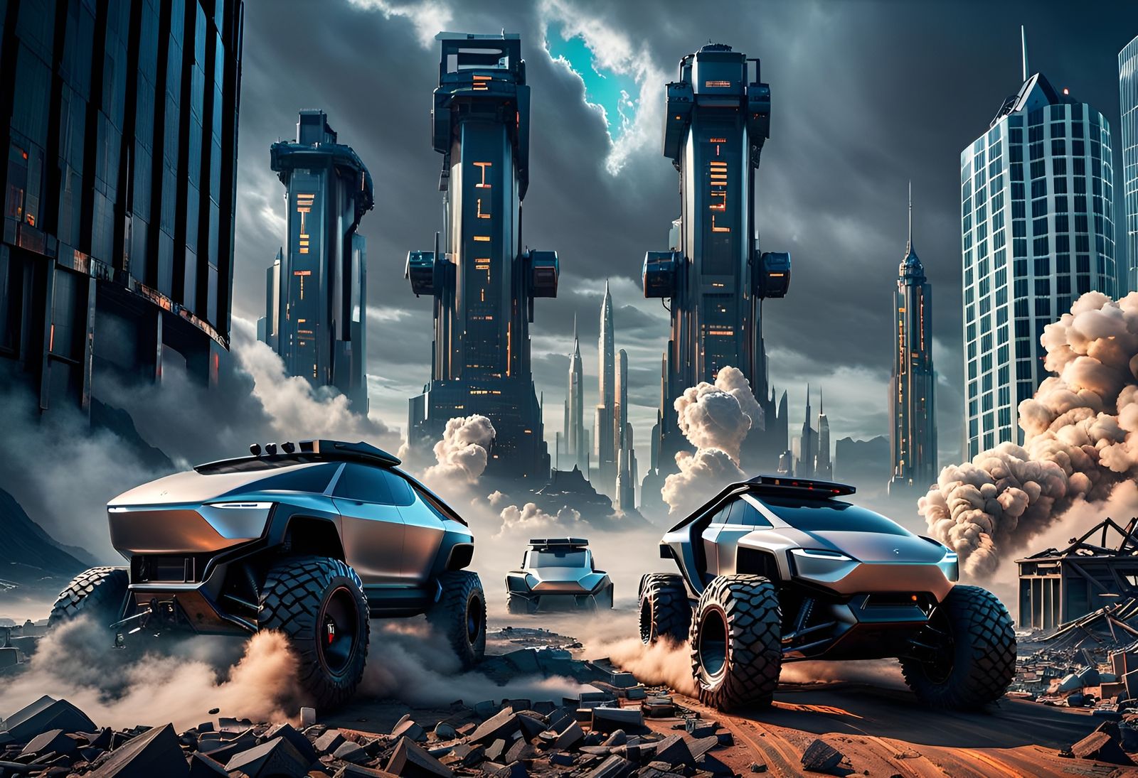 Tesla-City: Tesla Cybertruck Science-Fiction View - AI Generated ...