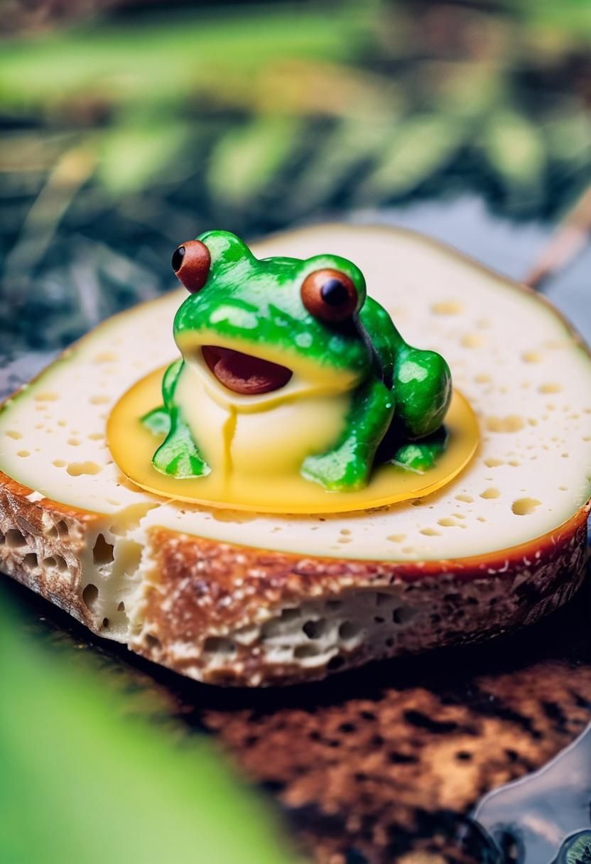 Cheese frog on toast. - AI Generated Artwork - NightCafe Creator