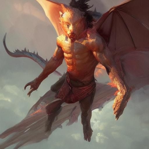 Dragon human by Greg Rutkowski tetradic colors academic art impasto ...