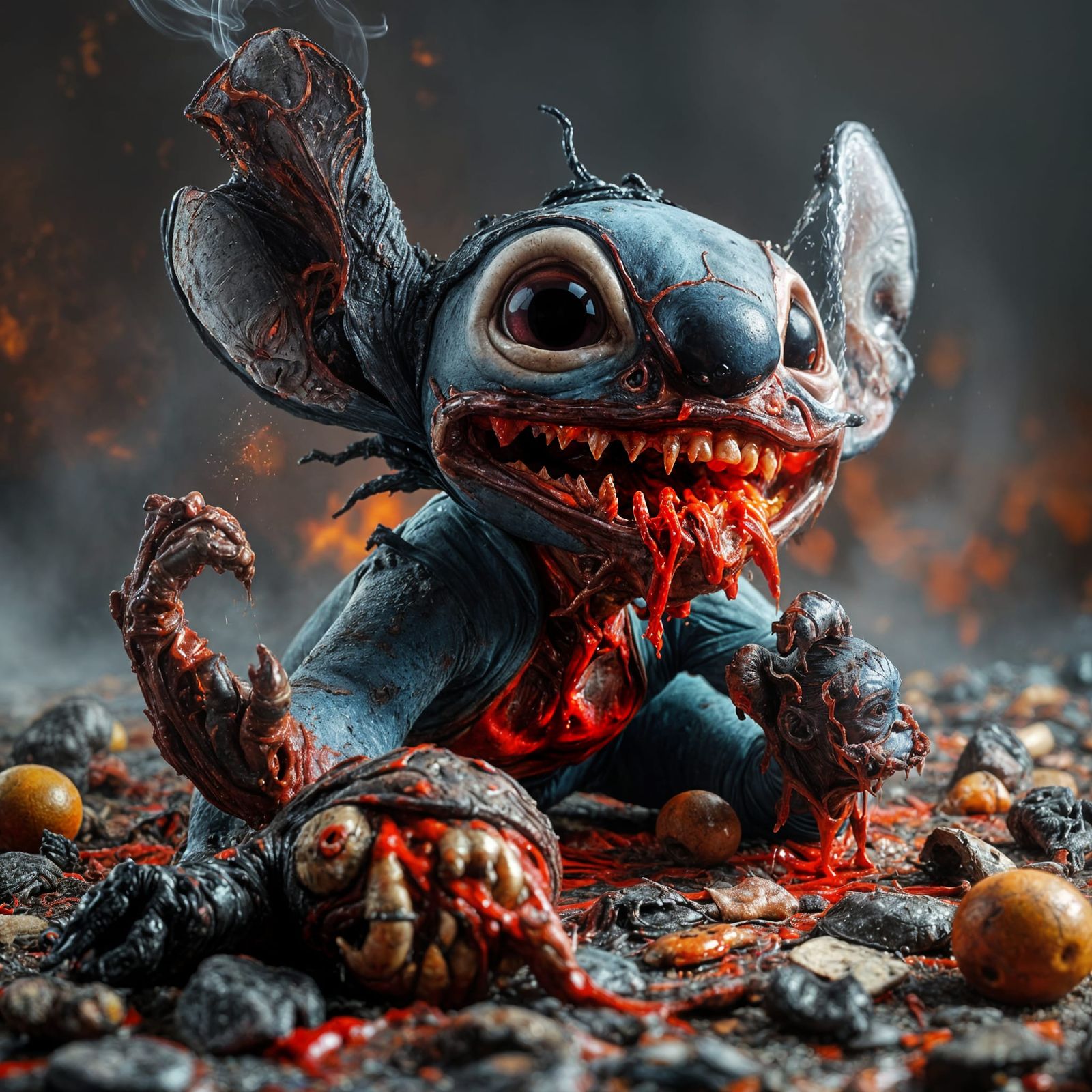 Zombiefied Stitch - Grotesque Ultra Horror Stitch Melting in...