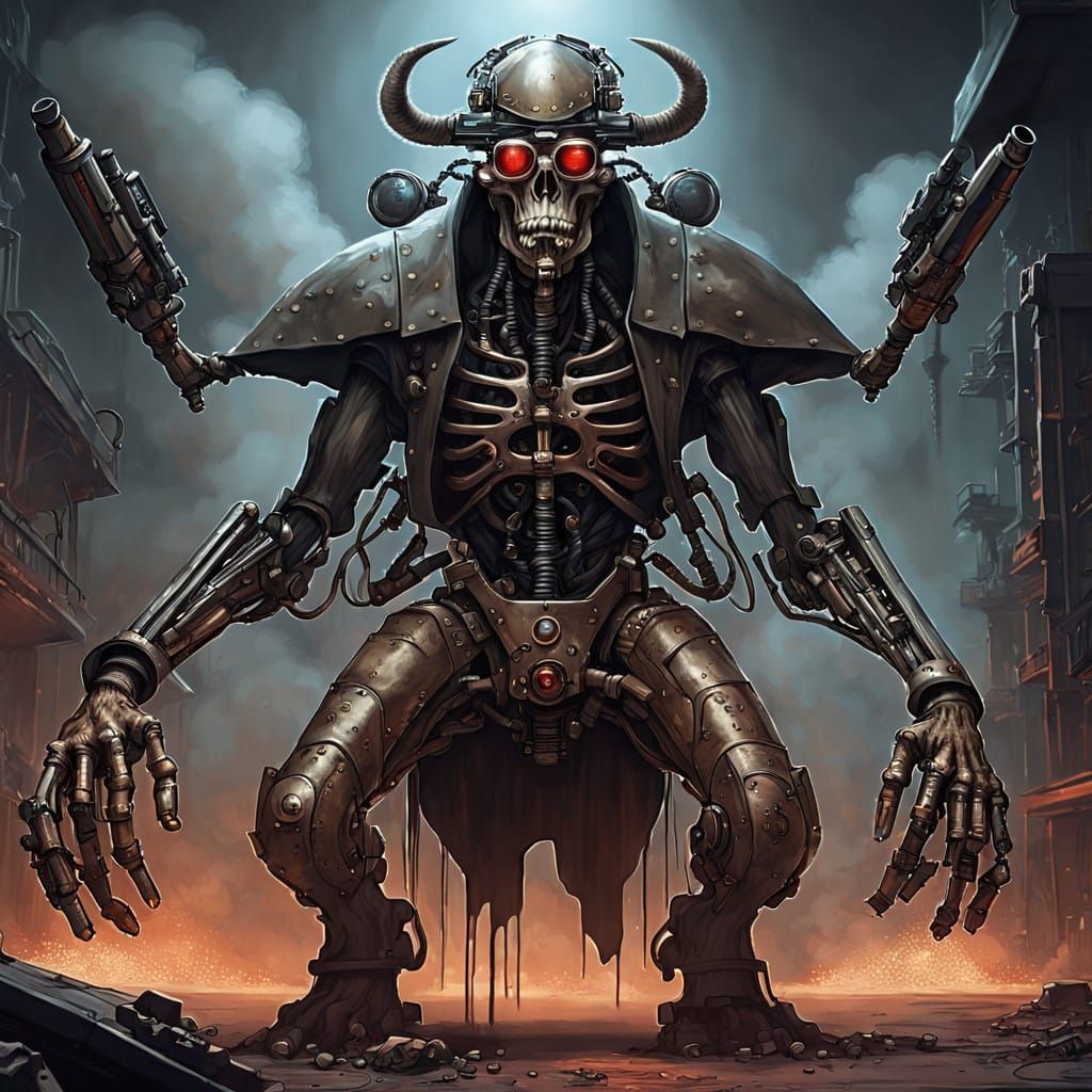 Cybernetic Cow Warrior Unleashes Fury on Futuristi... - AI Art