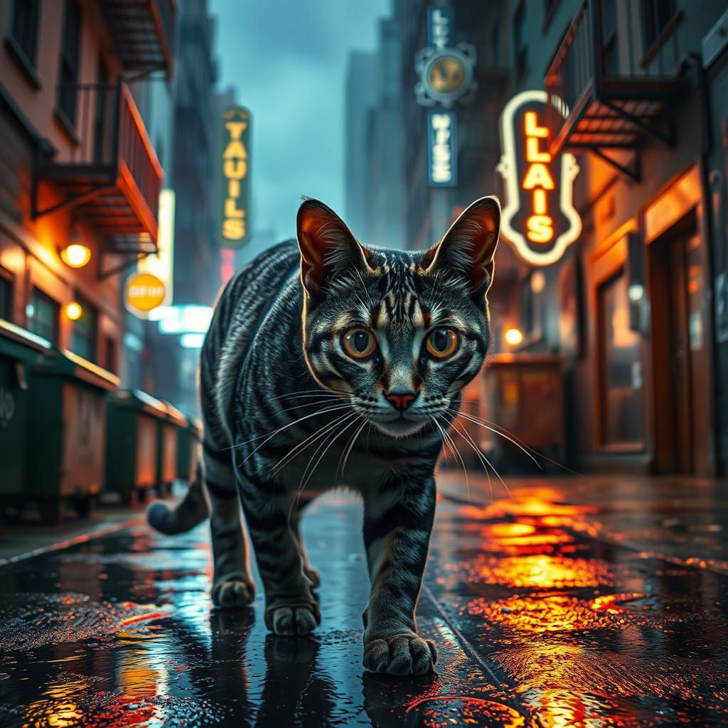 Alley Cat - Epic Alley Cat in a Dramatic Digital Matte Paint...