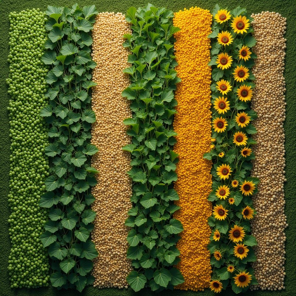 Mixed Cropping Farm: A Detailed Top-View Diagram - AI Art