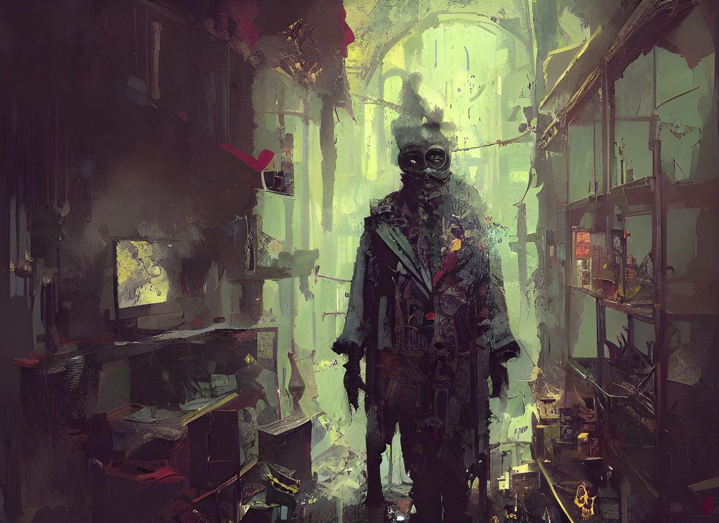 "the portrait of a magic alchemist with a shadow mask, an intricate and ...