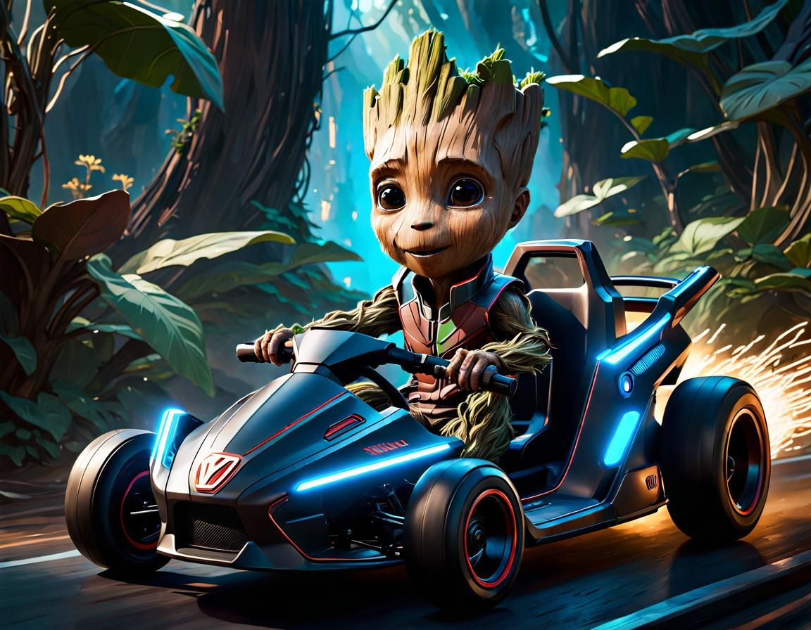 Groot racing - AI Generated Artwork - NightCafe Creator