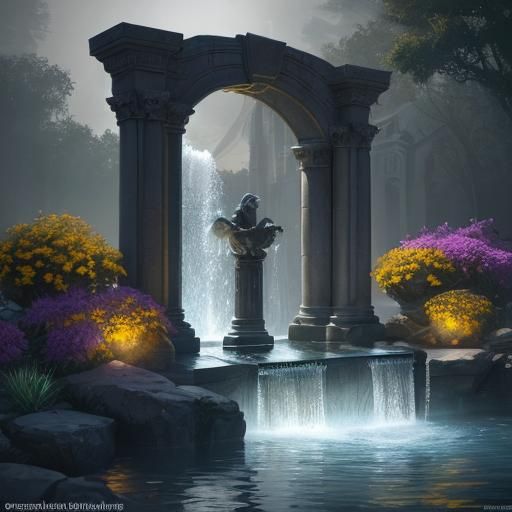 extravagant water fountains, angels, water flowing close up angels ...