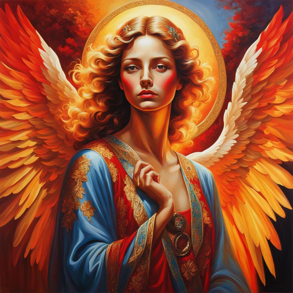 An angel in red and gold - AI Generated Artwork - NightCafe Creator