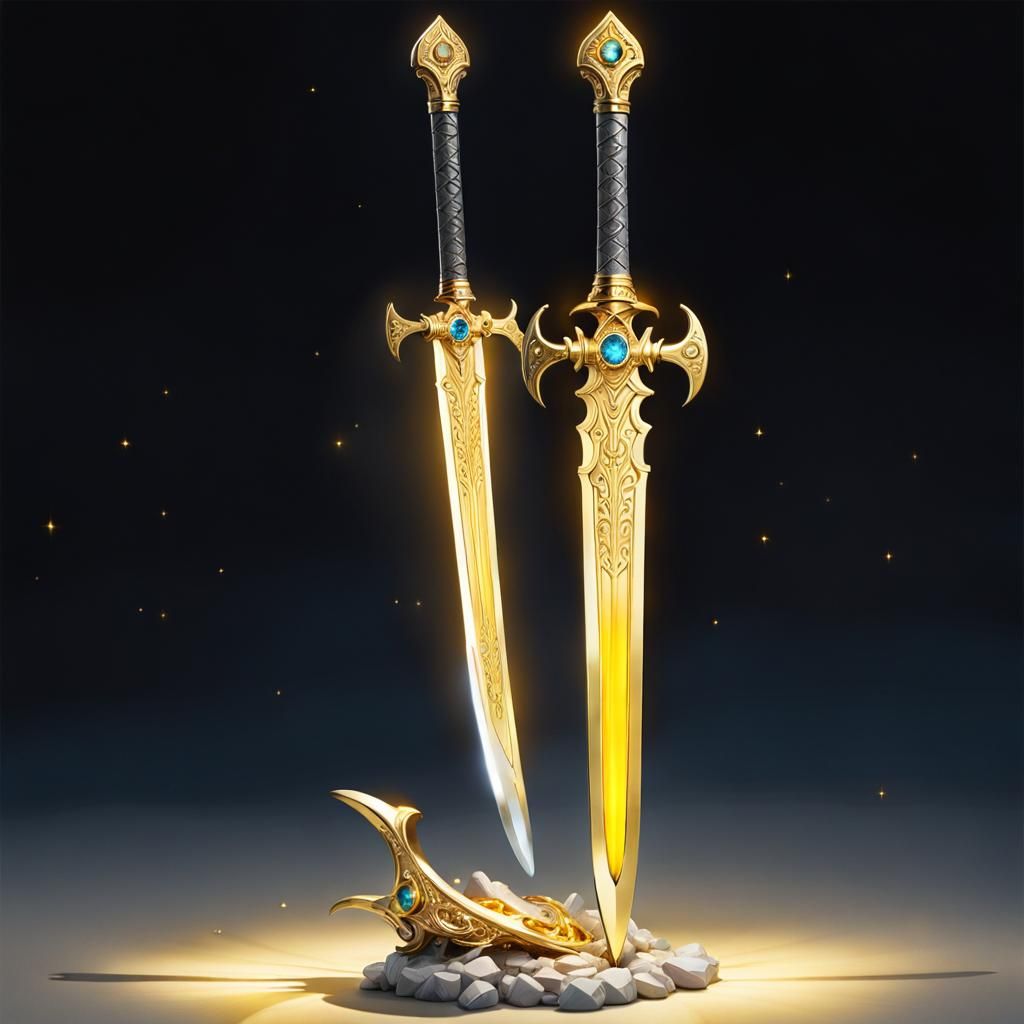 Two yellow swords - AI Generated Artwork - NightCafe Creator