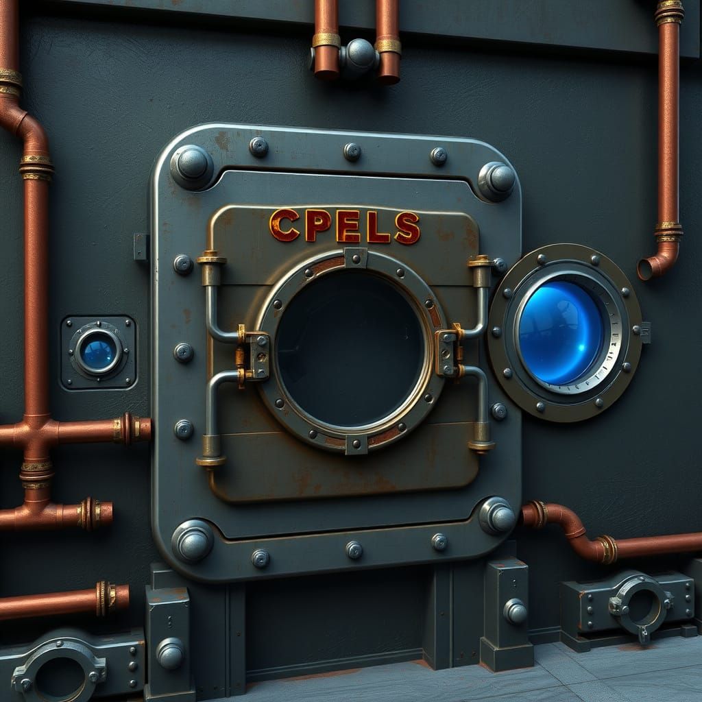 Realistic Submarine Wall Texture in Futuristic Ind... - AI Art