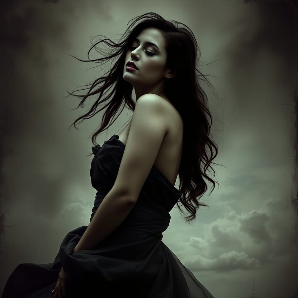 portrait spectrolite beautiful voluptuous woman windy shibori vorticism ...