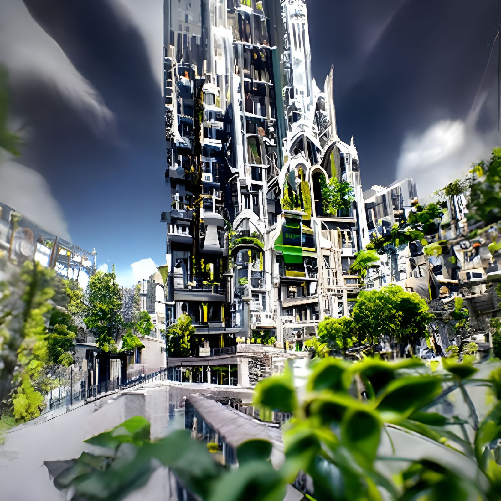 Gothic Solar punk tenement square - AI Generated Artwork - NightCafe ...