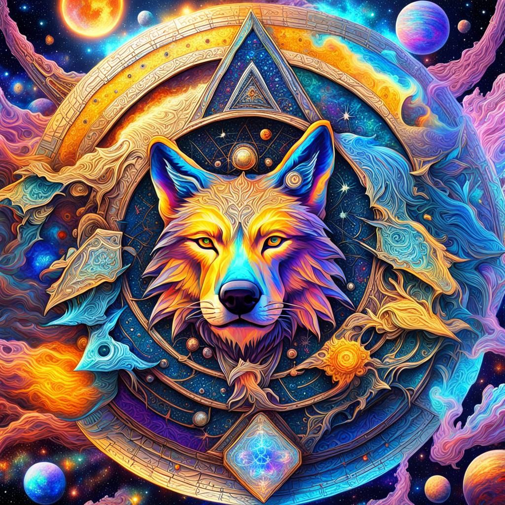 COSMIC WOLF MEDALLION - AI Generated Artwork - NightCafe Creator