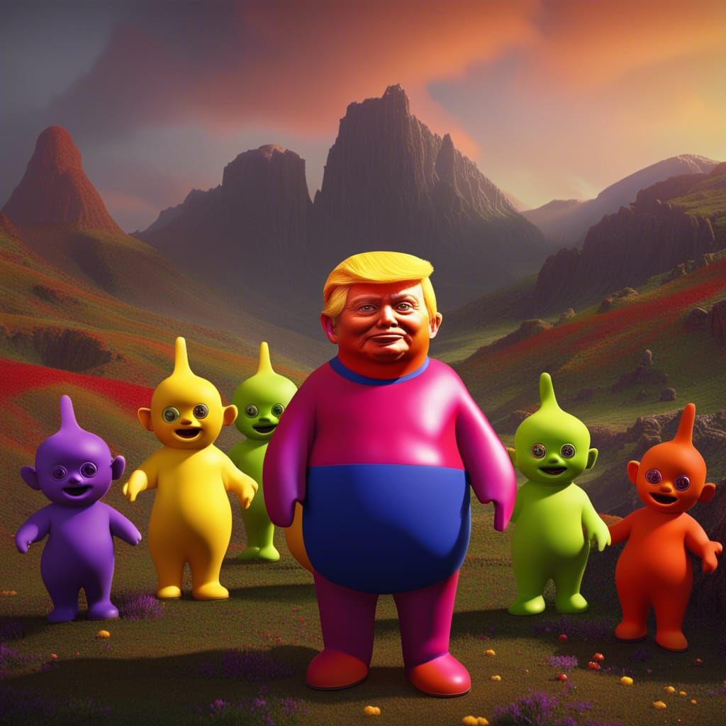 Donald trump in teletubbies - AI Generated Artwork - NightCafe Creator