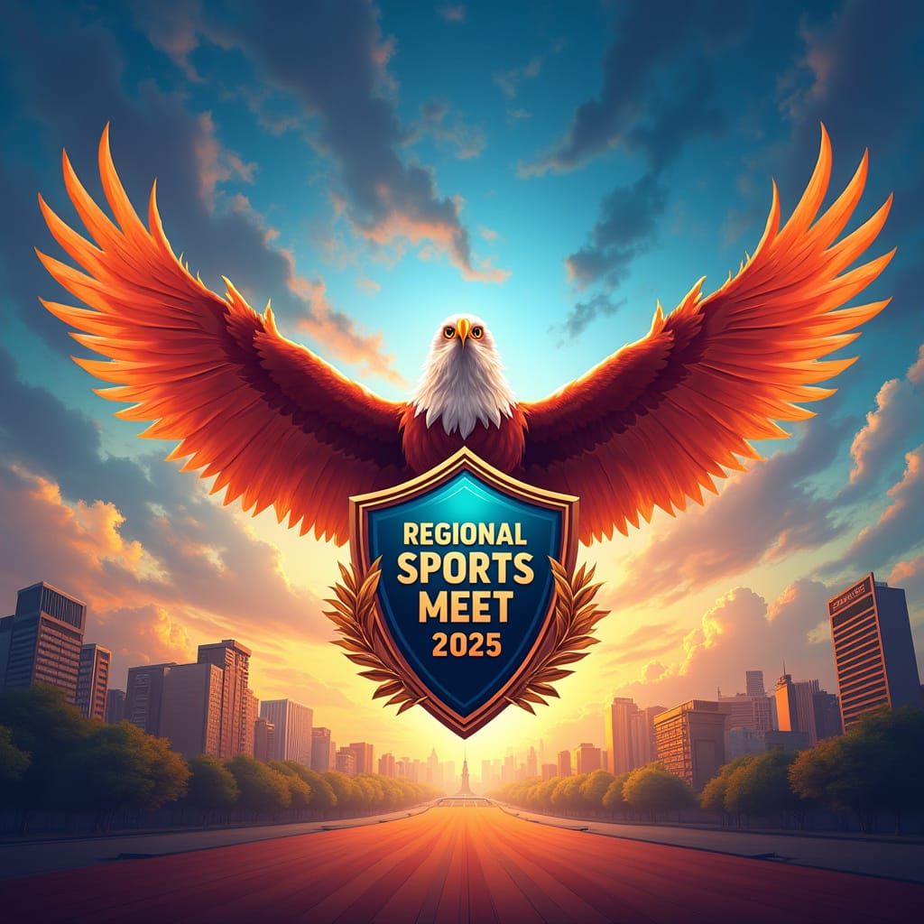 Majestic Eagle in Flight Over Trichy Cityscape wit... - AI Art