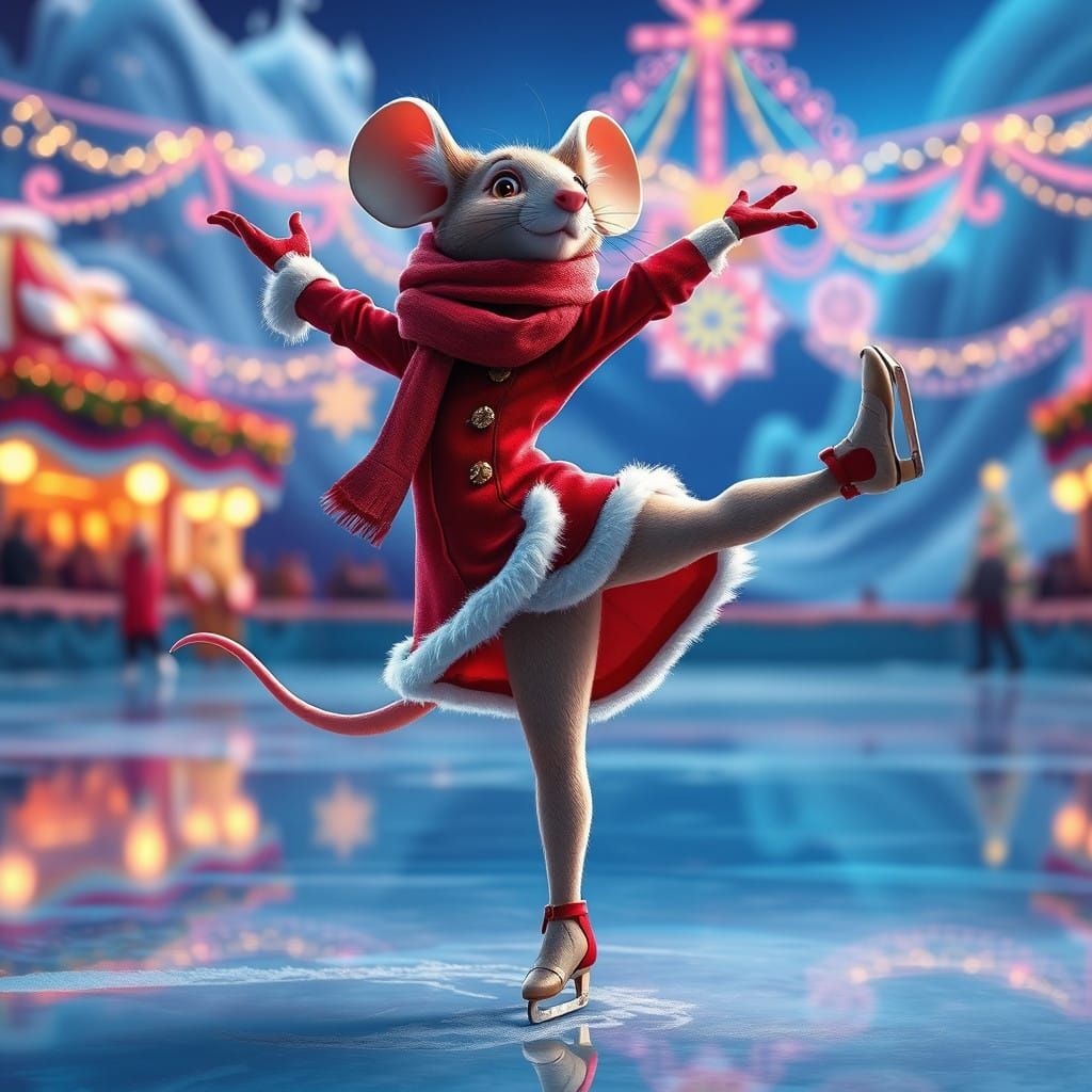 A cheerful Mouse ice skating - A cheerful Mouse ice skating...