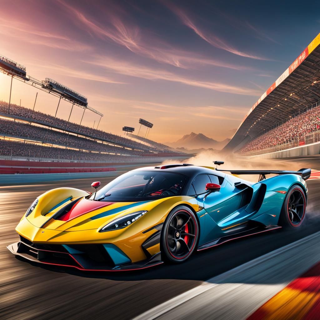 two hypercars drag racing on a huge drag strip - AI Generated Artwork ...