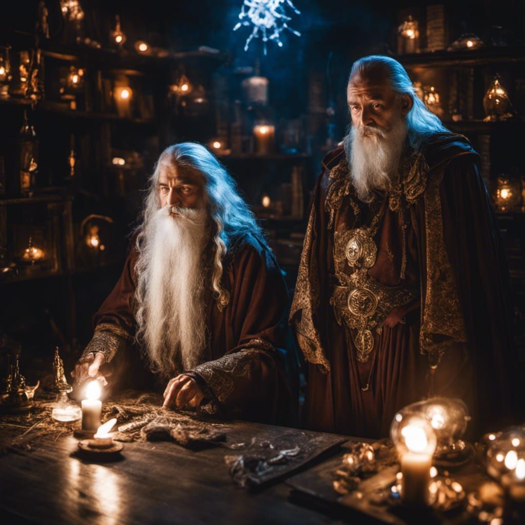 Two wizard working together - AI Generated Artwork - NightCafe Creator