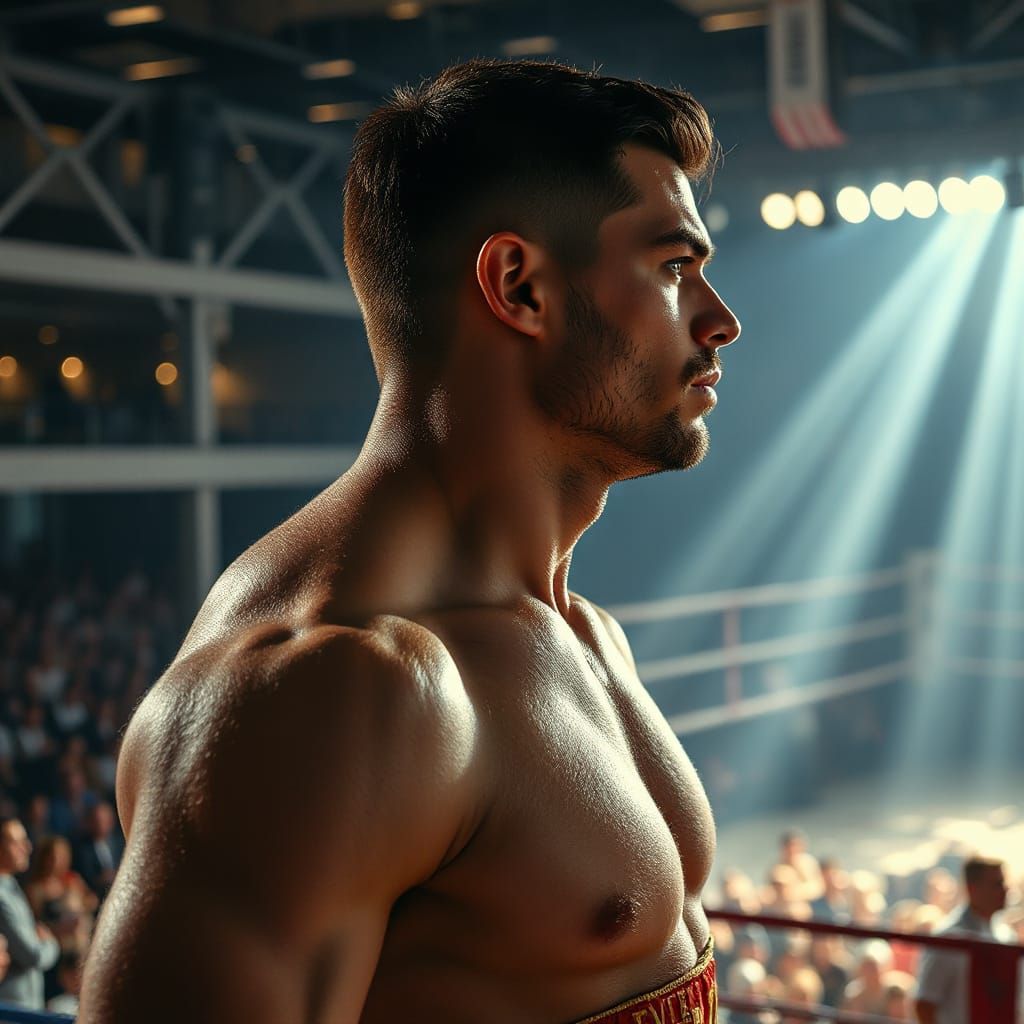 Aprofessional boxer, ready for the match