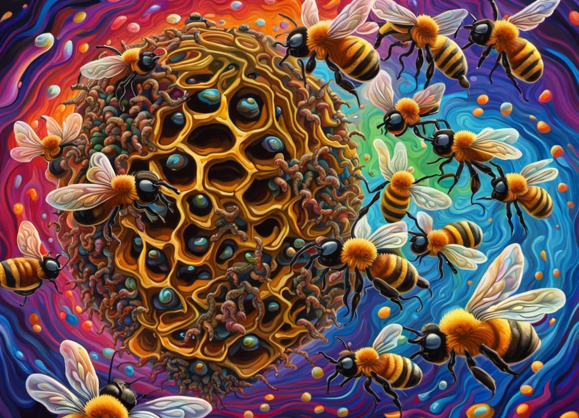 Psychedelic Beehive v2 - AI Generated Artwork - NightCafe Creator