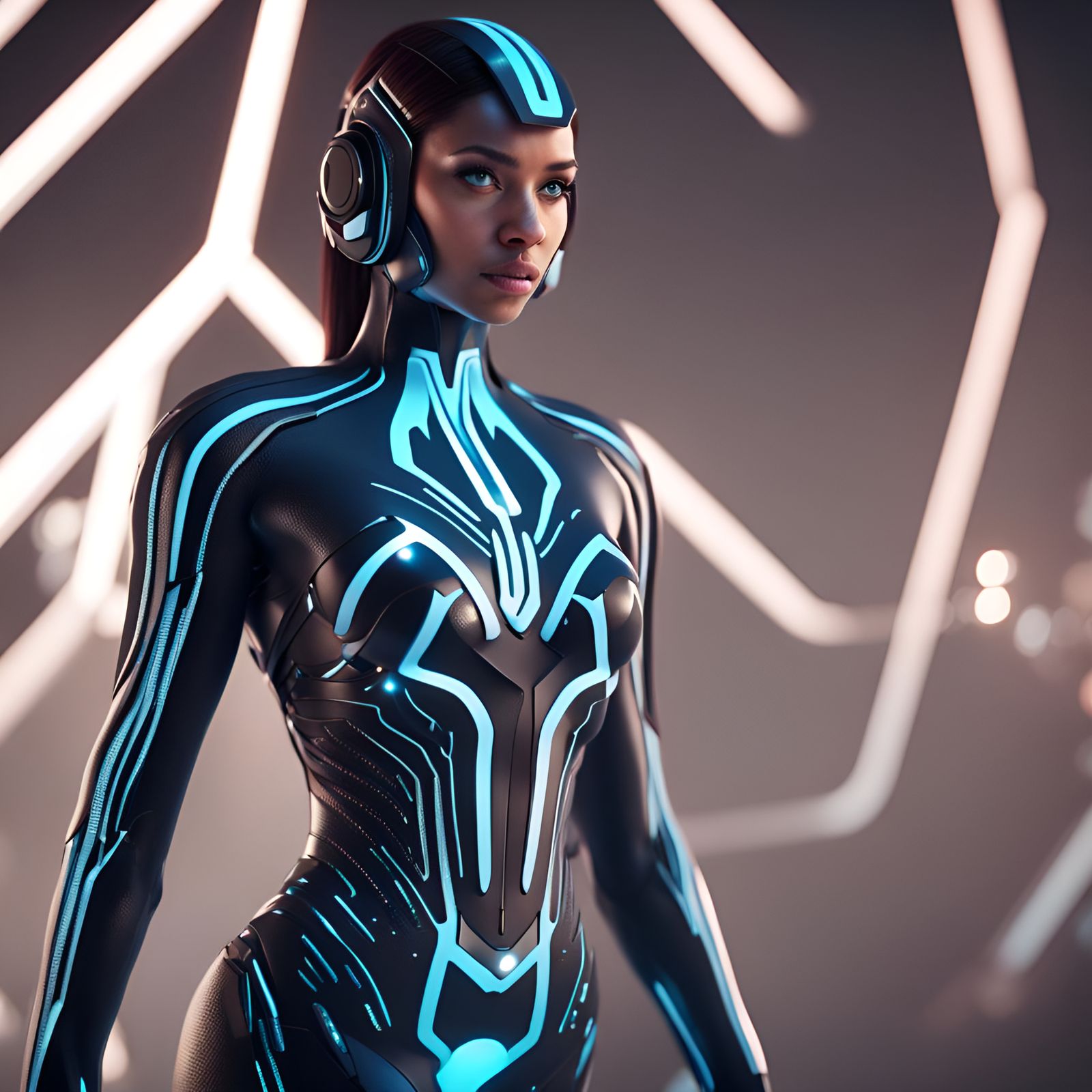 Greetings programs - female Tron inspired character - AI Generated ...
