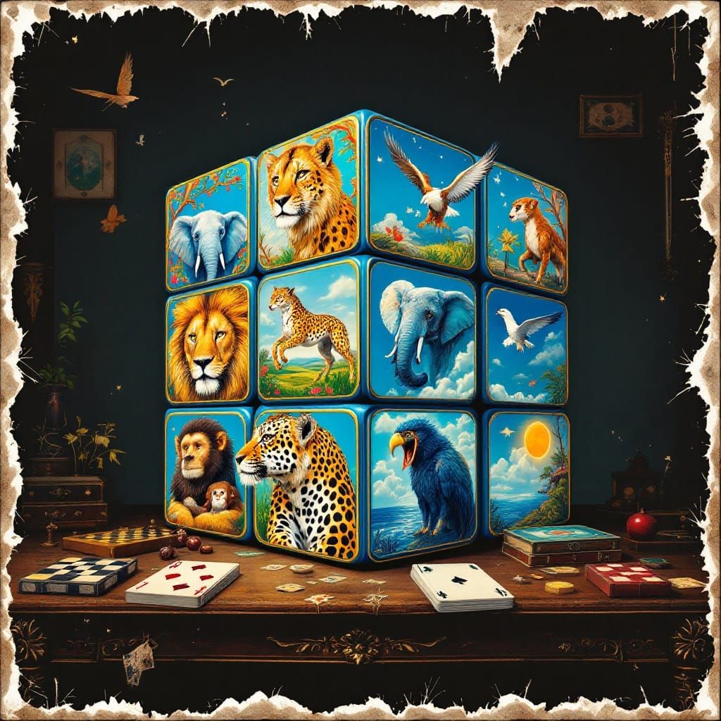Rubik Cube with Majestic Animals - Surreal Animals Shine on ...