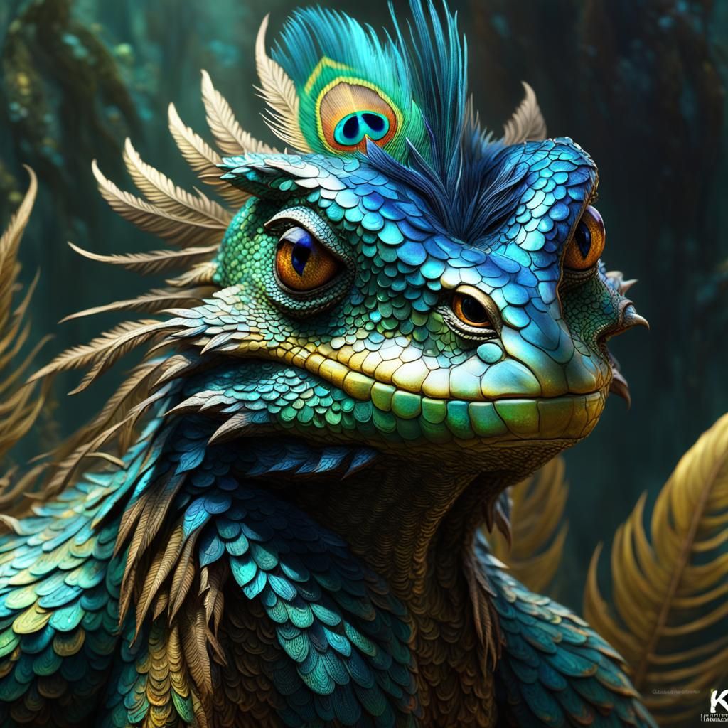 incredibly detailed lizard beast, Frank Frazetta-inspired, bright ...