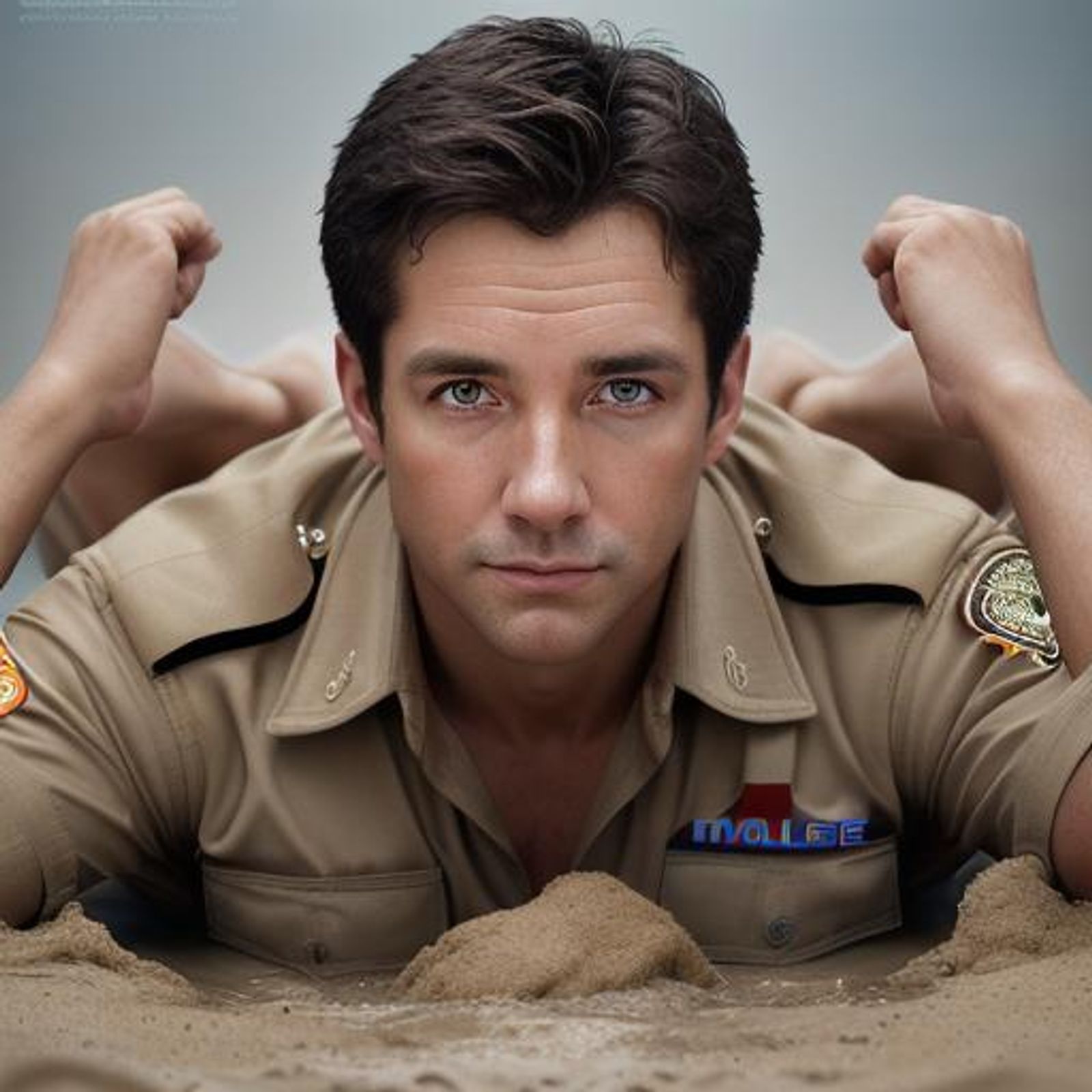Hot male cop sinking in Quicksand. - AI Generated Artwork - NightCafe ...