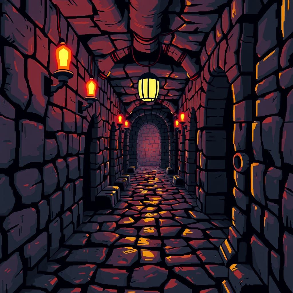 Retro Fantasy Dungeon in 16-bit Pixel Art Style - AI Art