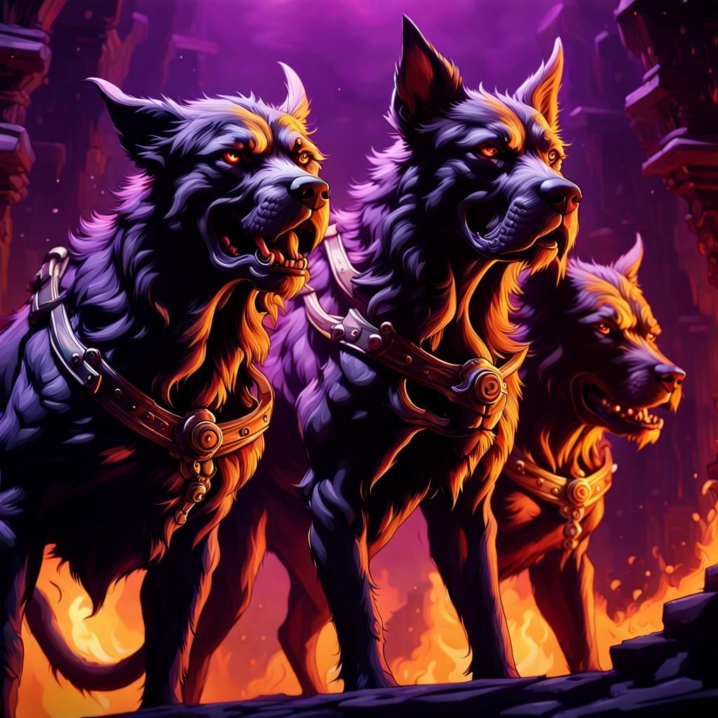 3 hellhounds - AI Generated Artwork - NightCafe Creator
