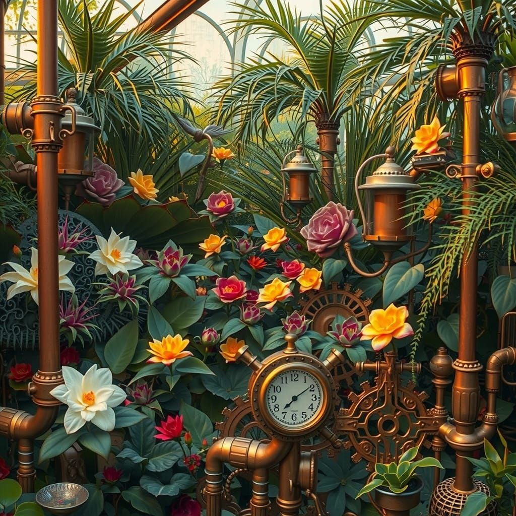 Mechanical Garden of Exotic Plants in Art Nouveau ... - AI Art