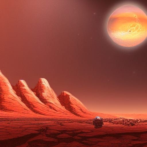 highly detailed digital art of beautiful Mars landscape, Arizona red ...