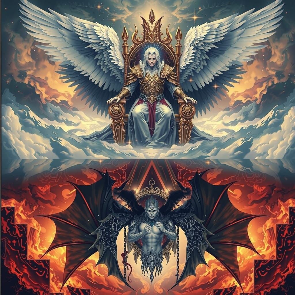 Surreal Dual Throne Scene in Cyberpunk Digital Art - AI Art