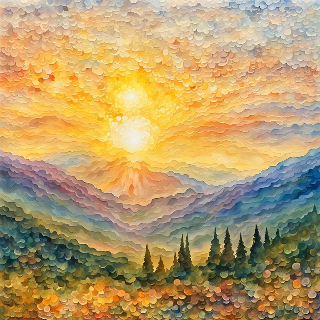 Sunset. Impasto Gouache watercolor painting. - AI Generated Artwork ...