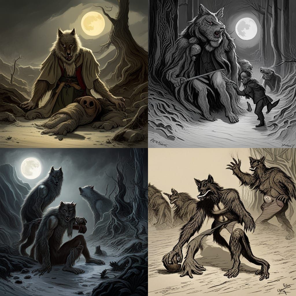 Werewolf evolution - AI Generated Artwork - NightCafe Creator