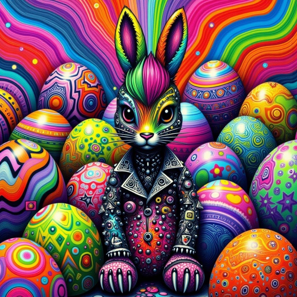 Kids Crayon drawings of punk goth Easter Bunny ,surreal child's drawing ...